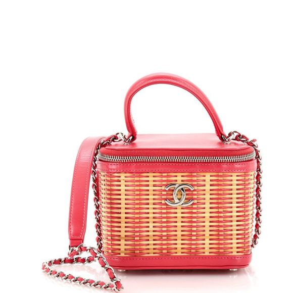 CHANEL | Bags | Chanel Take Away Vanity Case Rattan And Calfskin Small ...